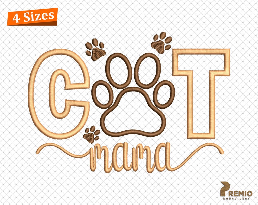 CAT Mom Embroidery Designs, Mother's Day Pet Lovers Embroidery Design ...