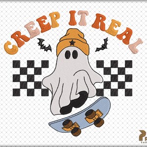 Creep It Real Embroidery Design, Halloween Creep It Real Ghost Machine ...