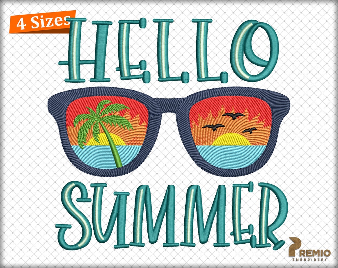 Hello Summer Embroidery Design, Summer Embroidery Designs, Summer ...