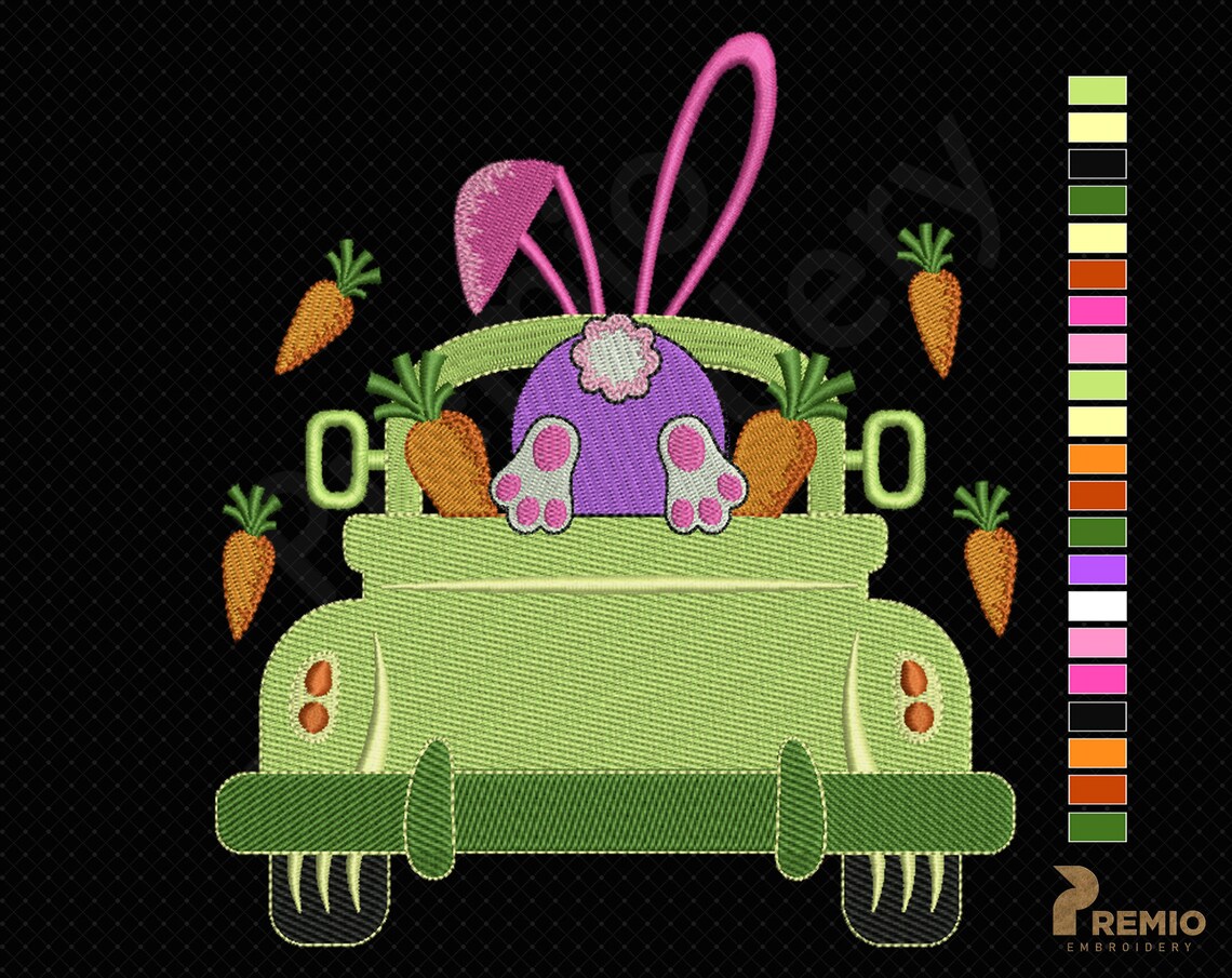 Happy Easter Car Embroidery Design Easter Embroidery Designs - Etsy