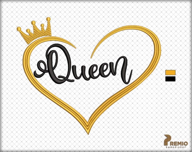 Queen Heart With Crown Embroidery Design Queen Machine | Etsy