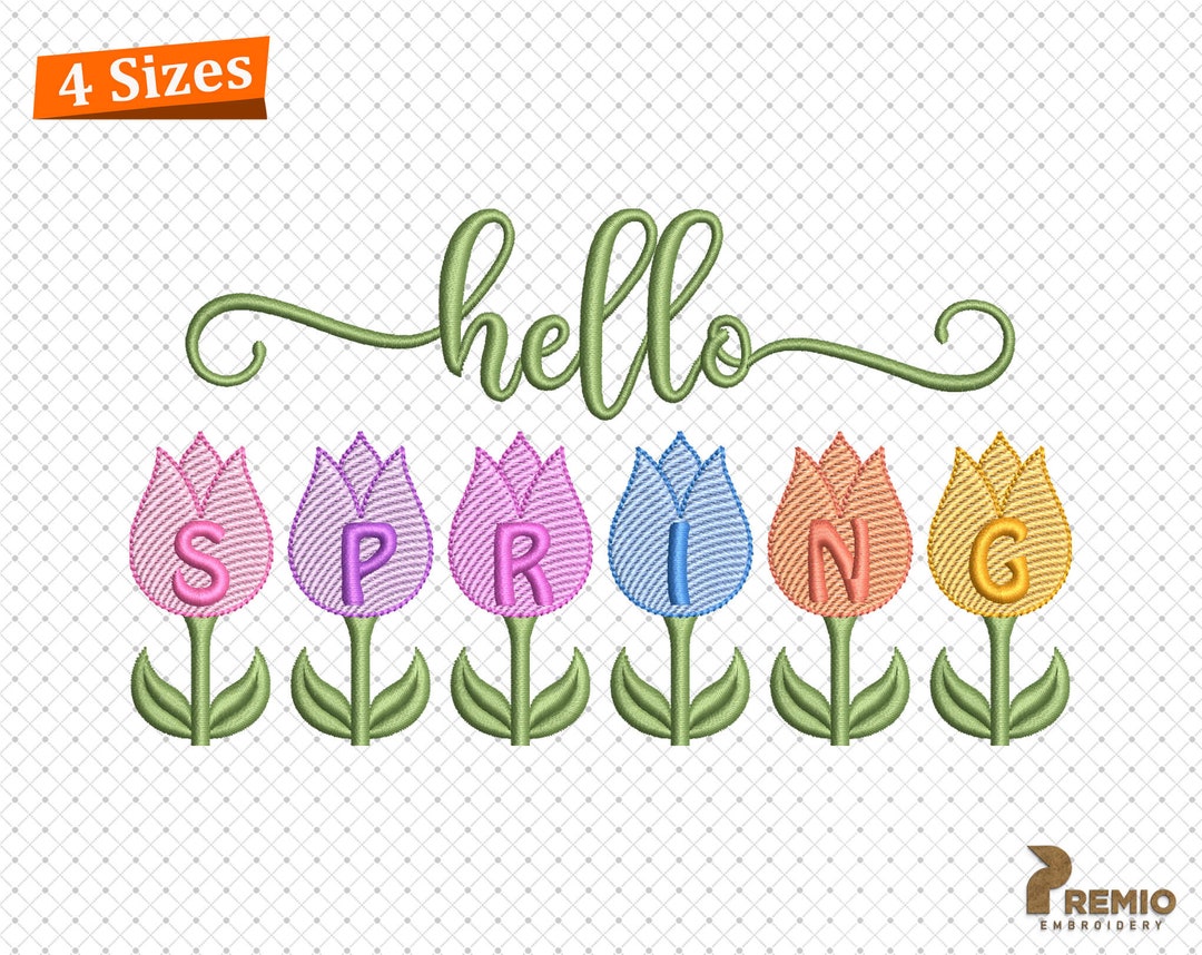 Hello Spring Embroidery Design, Wildflowers Garden Floral Embroidery ...