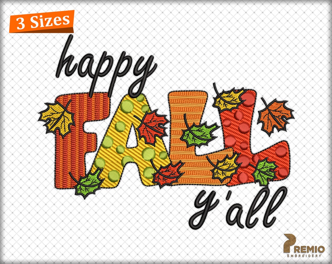 Happy Fall Yall Embroidery Design, Pumpkin Fall Embroidery Designs ...