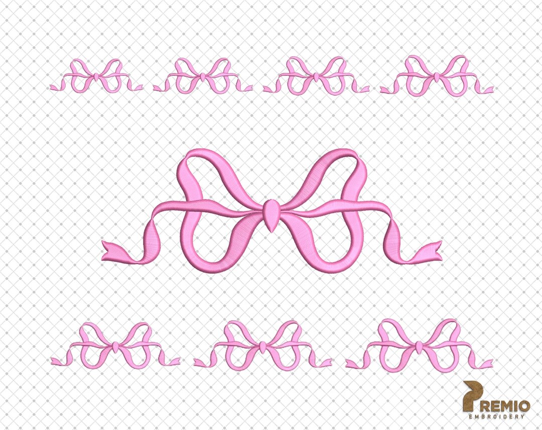 Mini Bow Applique Embroidery Files, Side Bow Ribbon Machine Embroidery ...