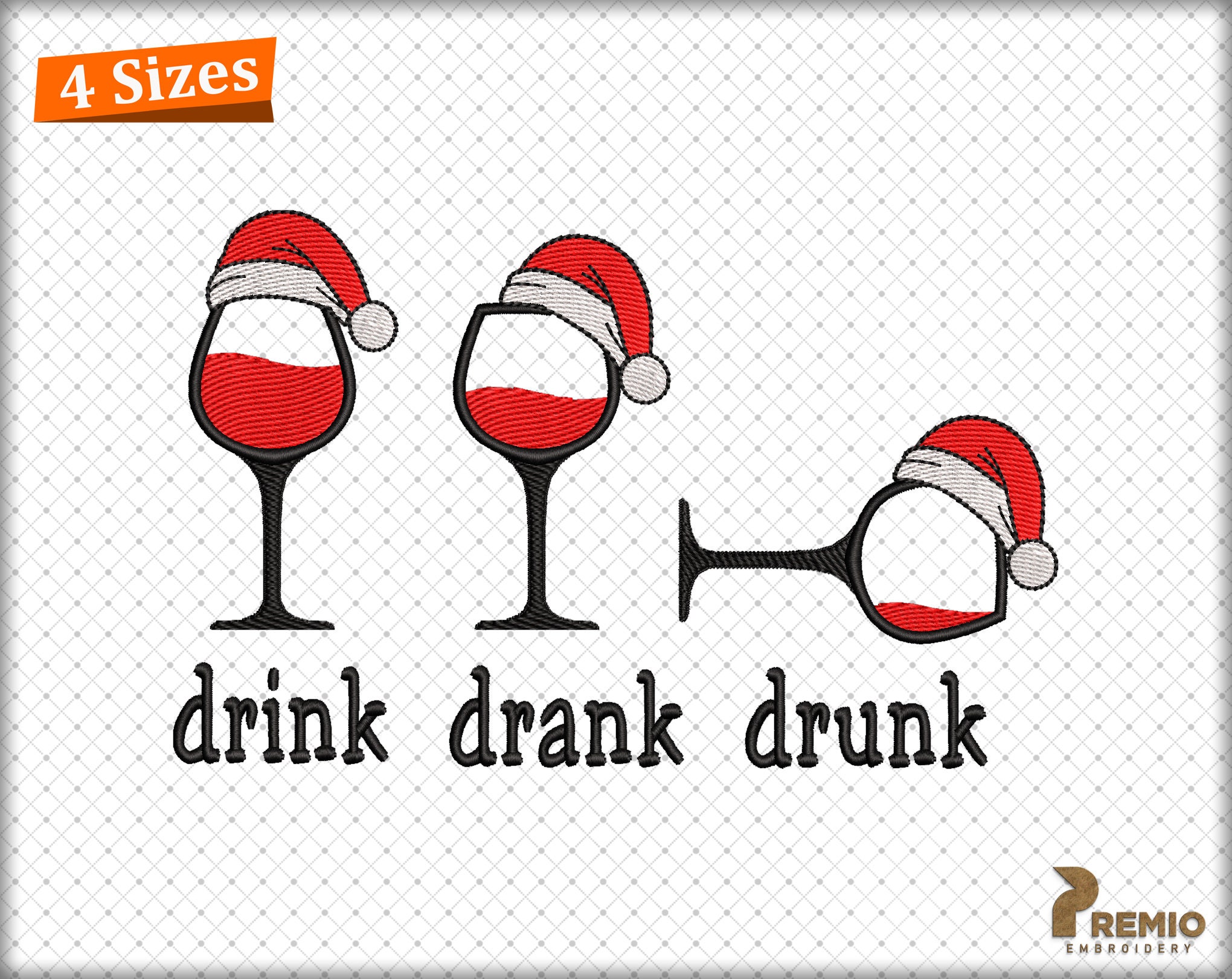 Drink Drank Drunk Embroidery Design, Trend Christmas Machine Embroidery ...