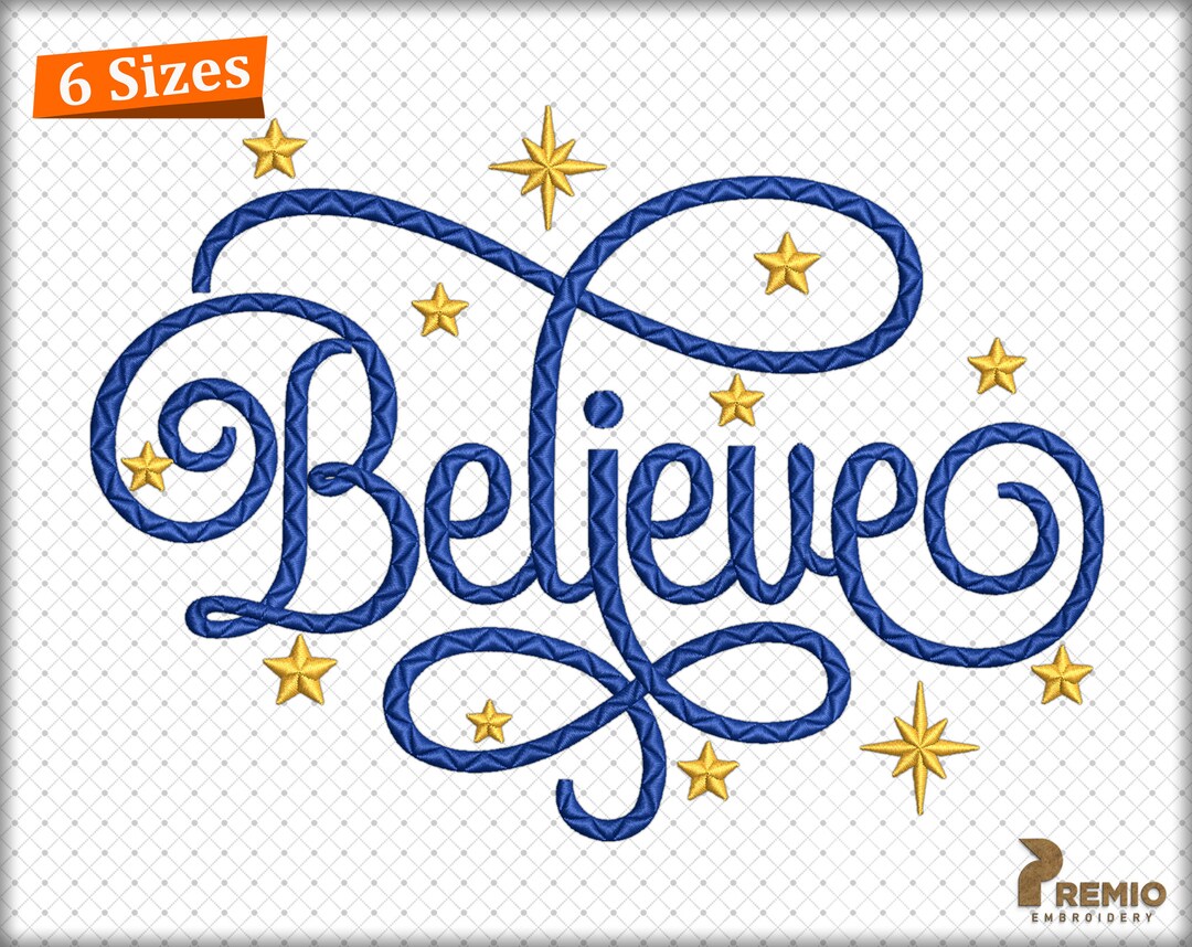 Believe Embroidery Designs, Christmas Believe Embroidery Machine Design ...