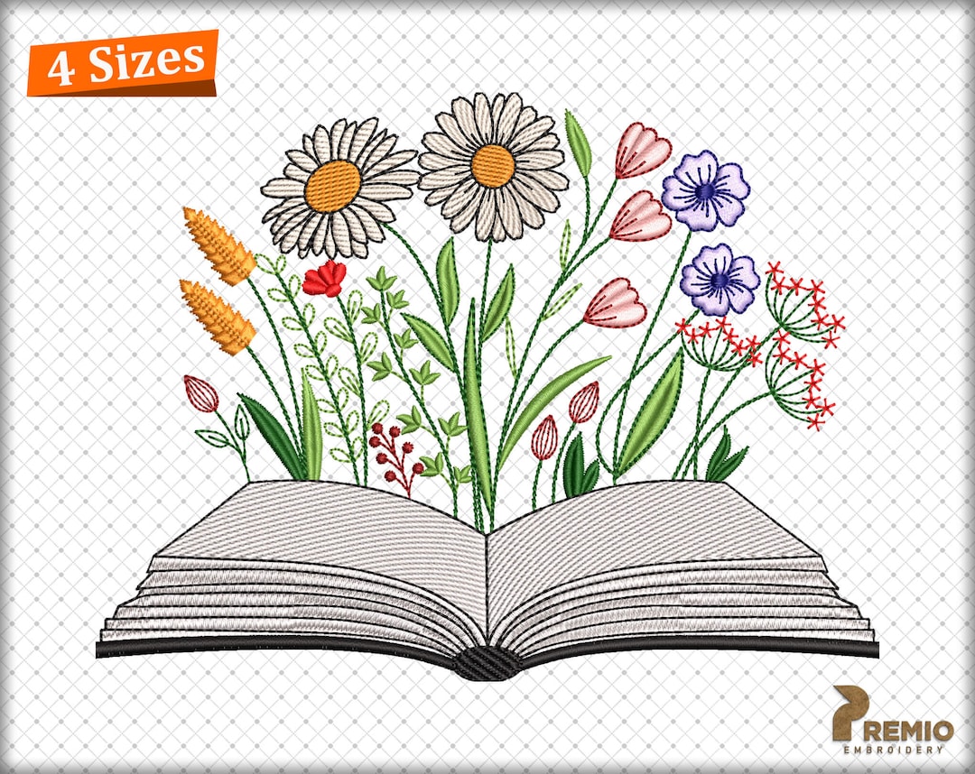 Books With Flowers Embroidery Designs, Meadow Flowers Embroidery ...