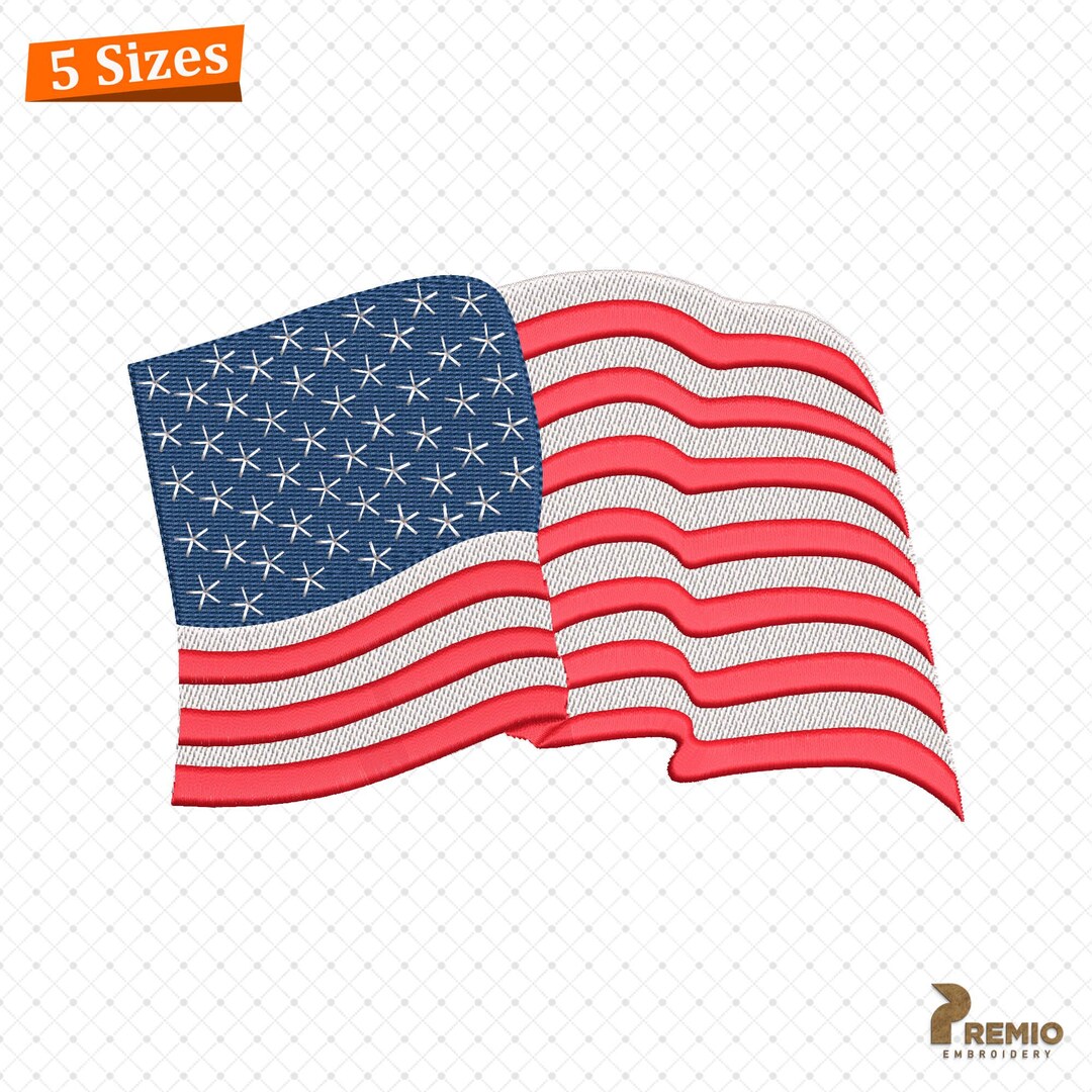 American Flag Embroidery Design, US Flag Embroidery Machine Embroidery ...