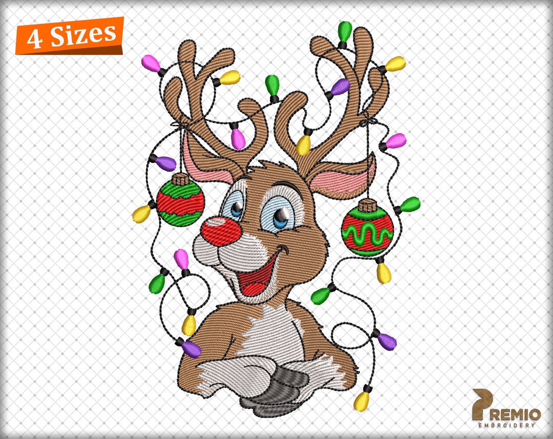 Reindeer Embroidery Design, Christmas Reindeer Machine Embroidery Files ...