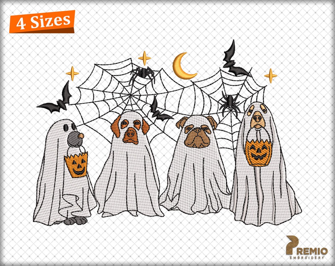 Dog Ghost Embroidery Design, Halloween Ghost Puppy Paw Machine ...