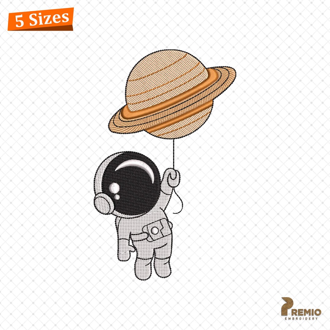 Astronaut Embroidery Design, Astronaut in Space Embroidery Pattern ...