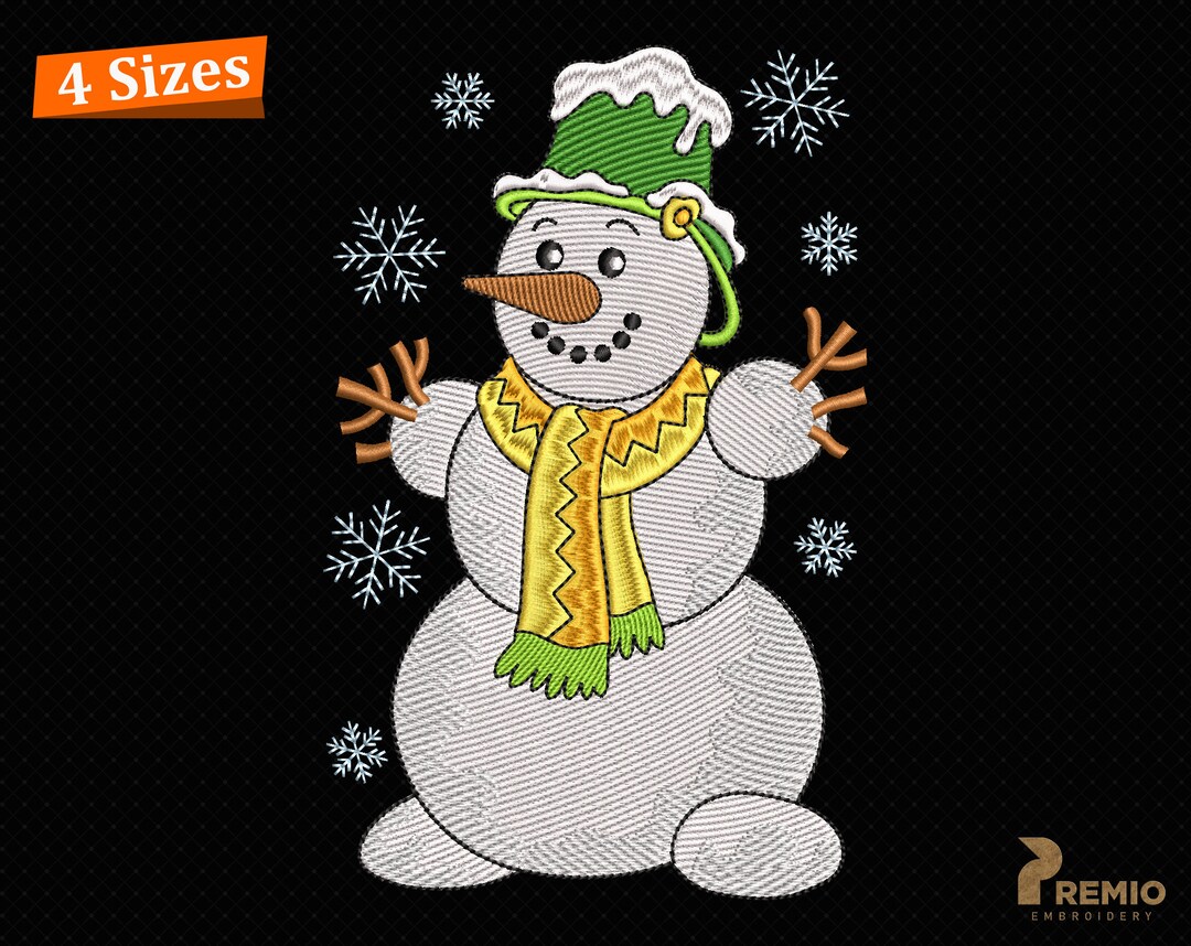 Snowman Machine Embroidery Design, Snowman Embroidery Design, Christmas ...