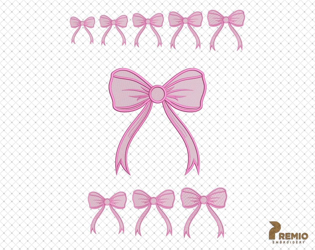 Bow Machine Embroidery Design, Ribbon Bow Embroidery Designs, Coquette ...