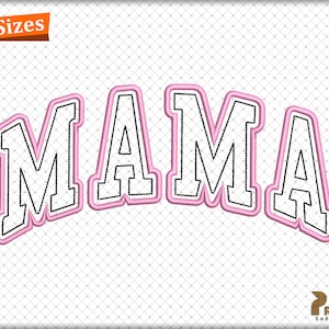 Mama Applique Embroidery Design, Curved Mama Embroidered Sweatshirt ...