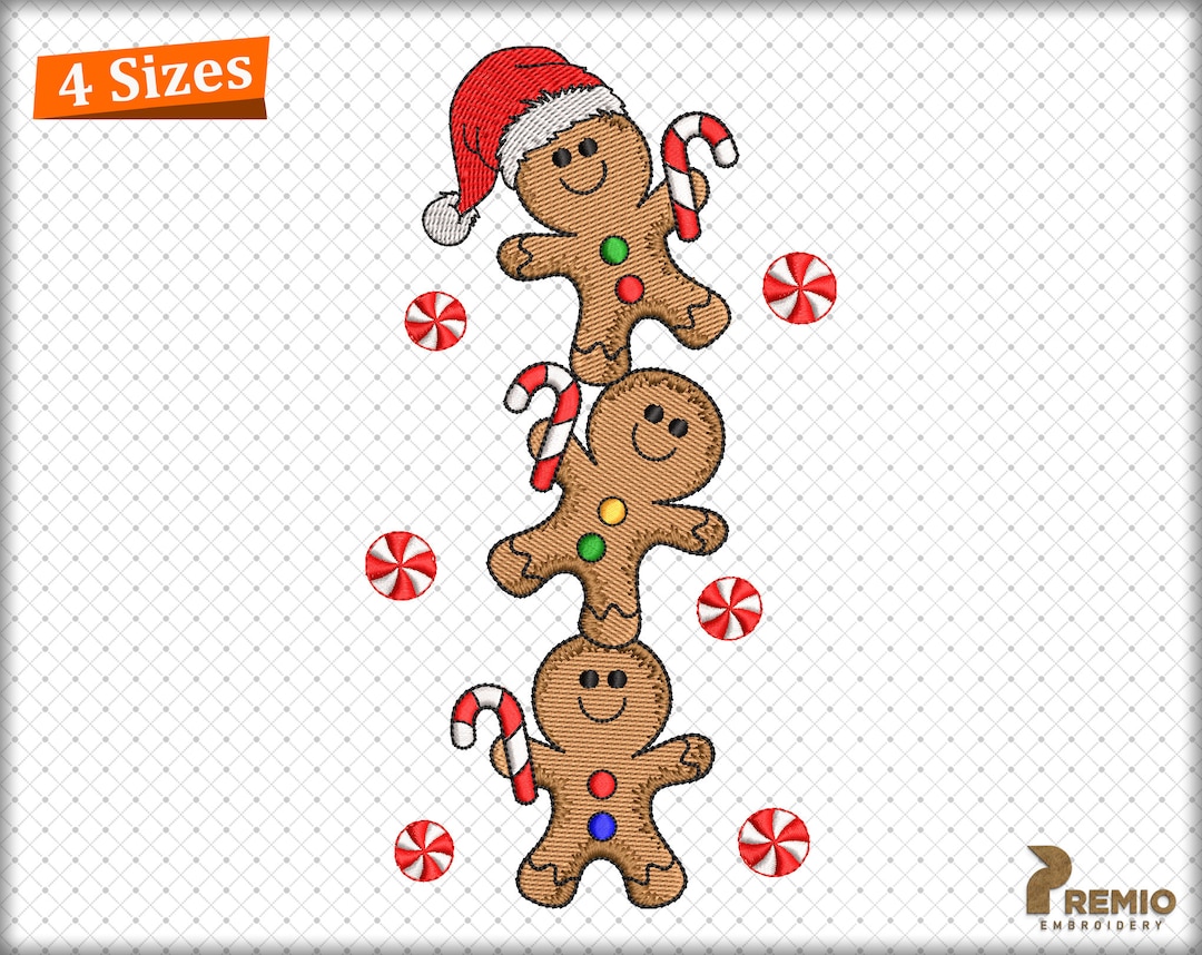 Christmas Gingerbread Embroidery Designs, Gingerbread Man Embroidery ...