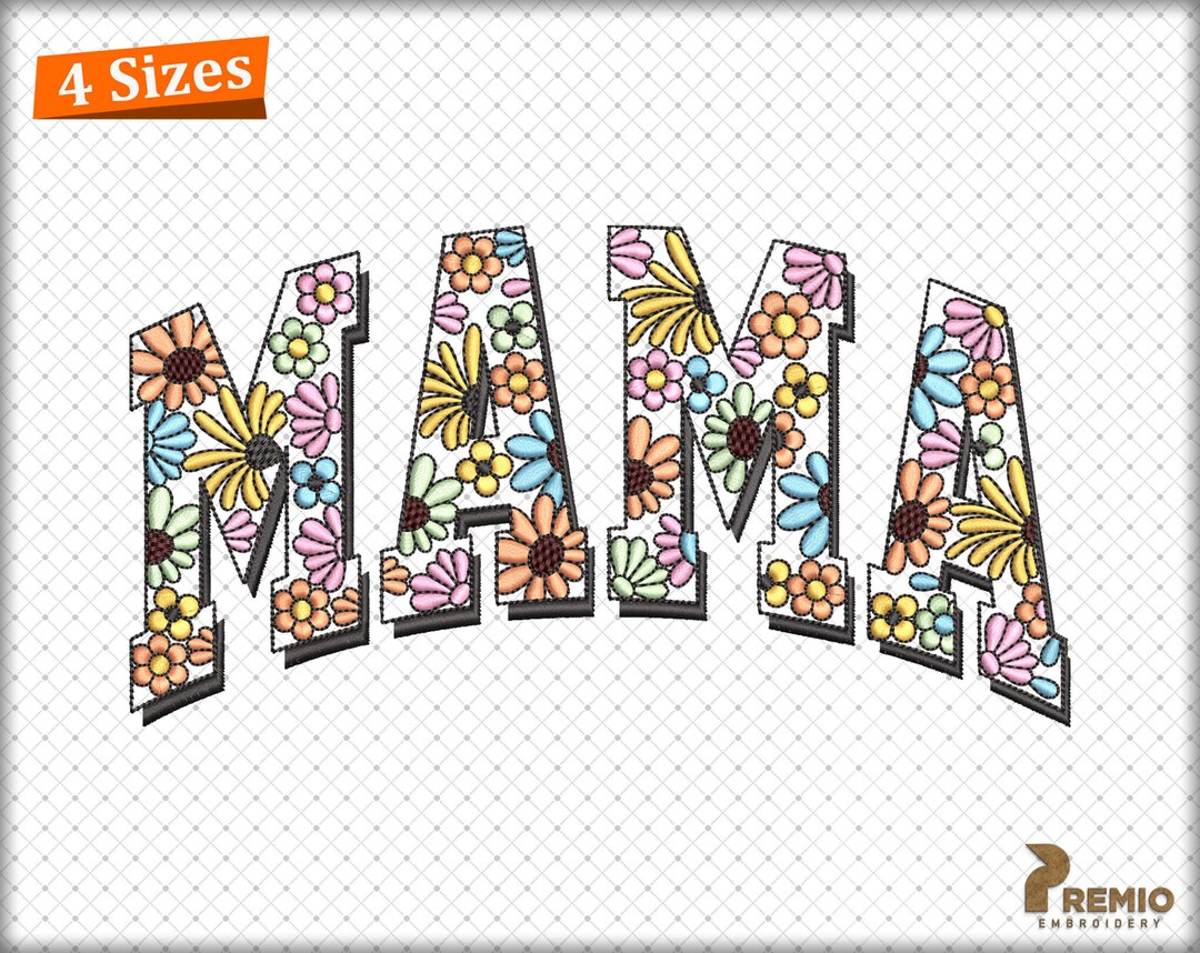 MAMA Embroidery, Floral Mama Embroidery Design, Mama Flower Applique ...