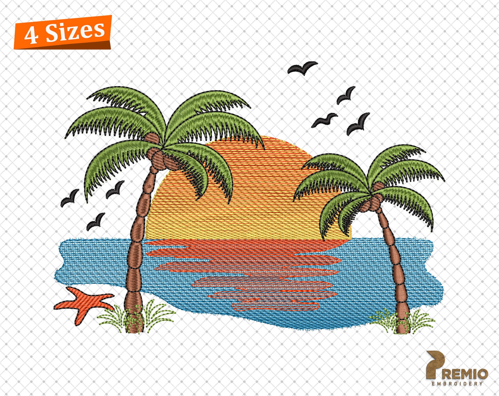 Summer Embroidery Design, Hello Summer Embroidery File, Palm Tree ...