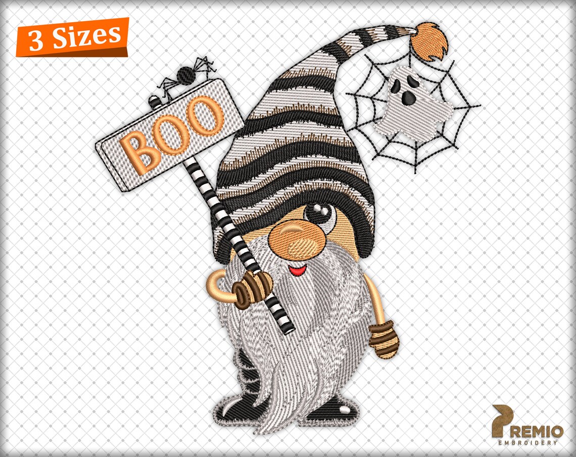 Halloween Gnome Embroidery Designs, Boo Spooky Gnome Embroidery Designs ...