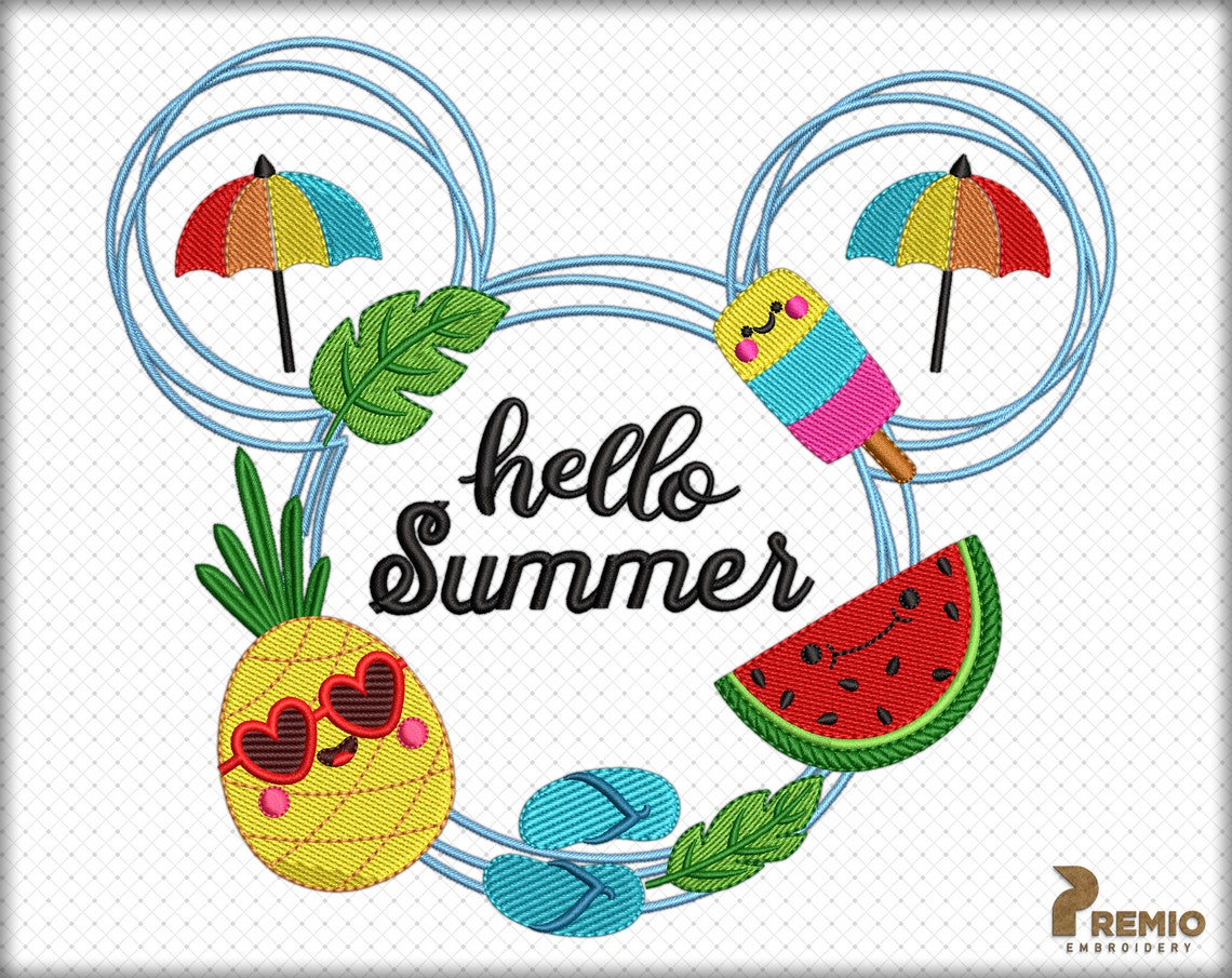 Hello Summer Embroidery Design Summer Embroidery Design - Etsy