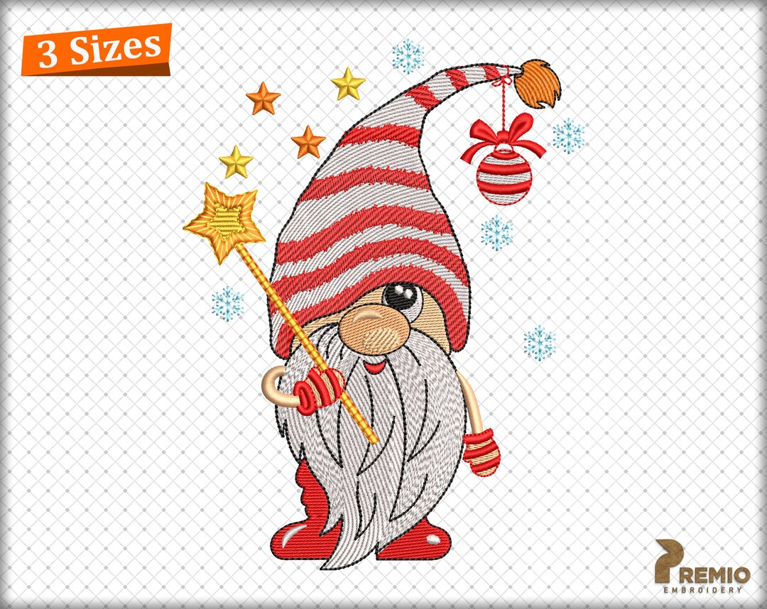 Christmas Gnome Embroidery Design, Christmas Gnome Machine Embroidery ...