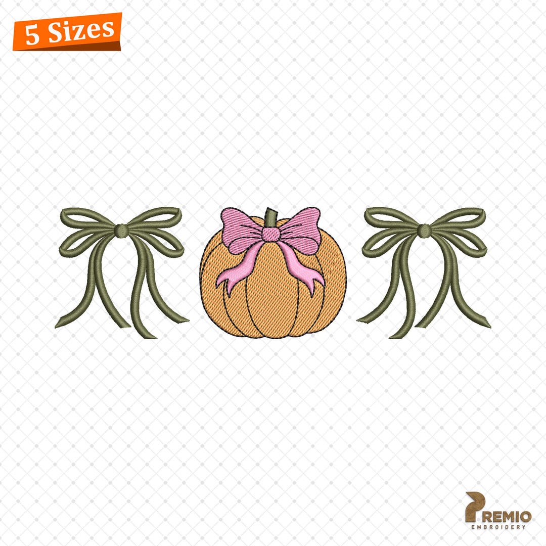 Pumpkin Coquette Bow Embroidery Designs, Preppy Thanksgiving Embroidery ...
