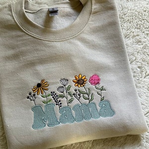 Mama Embroidery Design, Mama Floral Embroidery Design, Blessed Mom ...