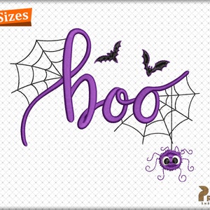 Halloween Boo Embroidery Design, Spooky Season Boo With Spider Machine ...