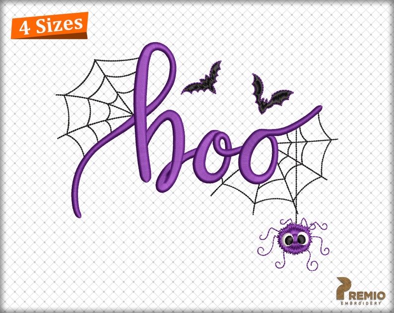 Halloween Boo Embroidery Design Spooky Season Boo With Spider - Etsy