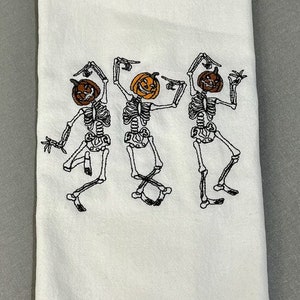 Dancing Skeletons Embroidery Design, Halloween Pumpkin Face Skeleton ...
