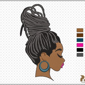 Afro Women Embroidery Design, Black Woman Melanin Embroidery Design ...