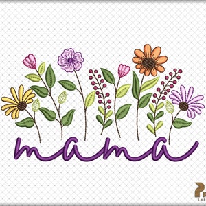 Floral Mama Embroidery Design, Mama Flower Machine Embroidery Files ...