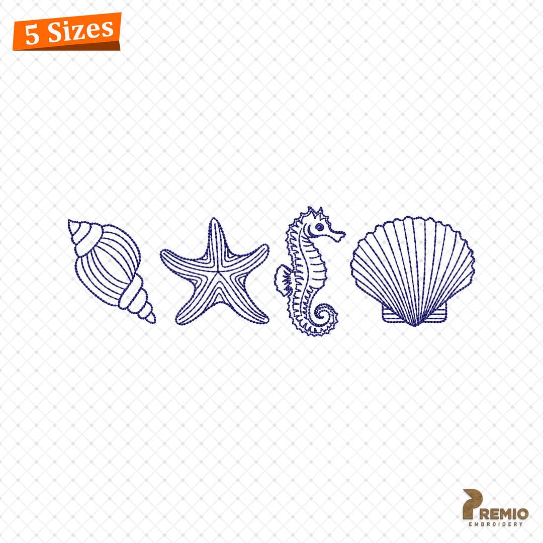 Ocean Sea Shells Embroidery Design, Summer Embroidery Design, Beach ...