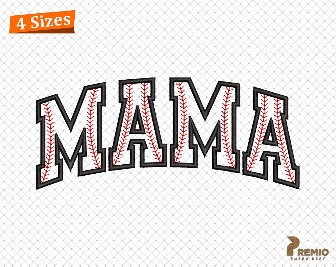 Baseball Mom Applique Embroidery Design, Baseball Arched Mama ...