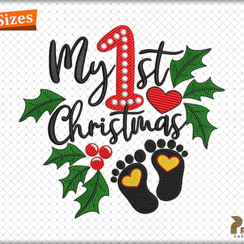 My First Christmas Embroidery Design 5 Sizes - Etsy