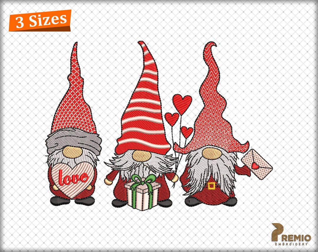 Valentine Gnome Embroidery Design, Love Valentines Gnome Machine ...