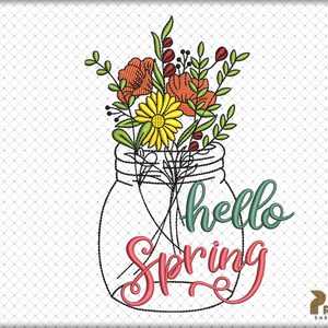 Hello Spring Embroidery Design, Spring Machine Embroidery Design ...