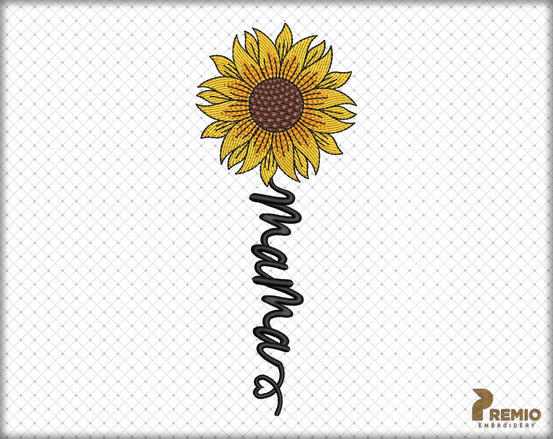 Mama Embroidery Design, Mama Floral Embroidery Design, Sunflower MAMA ...