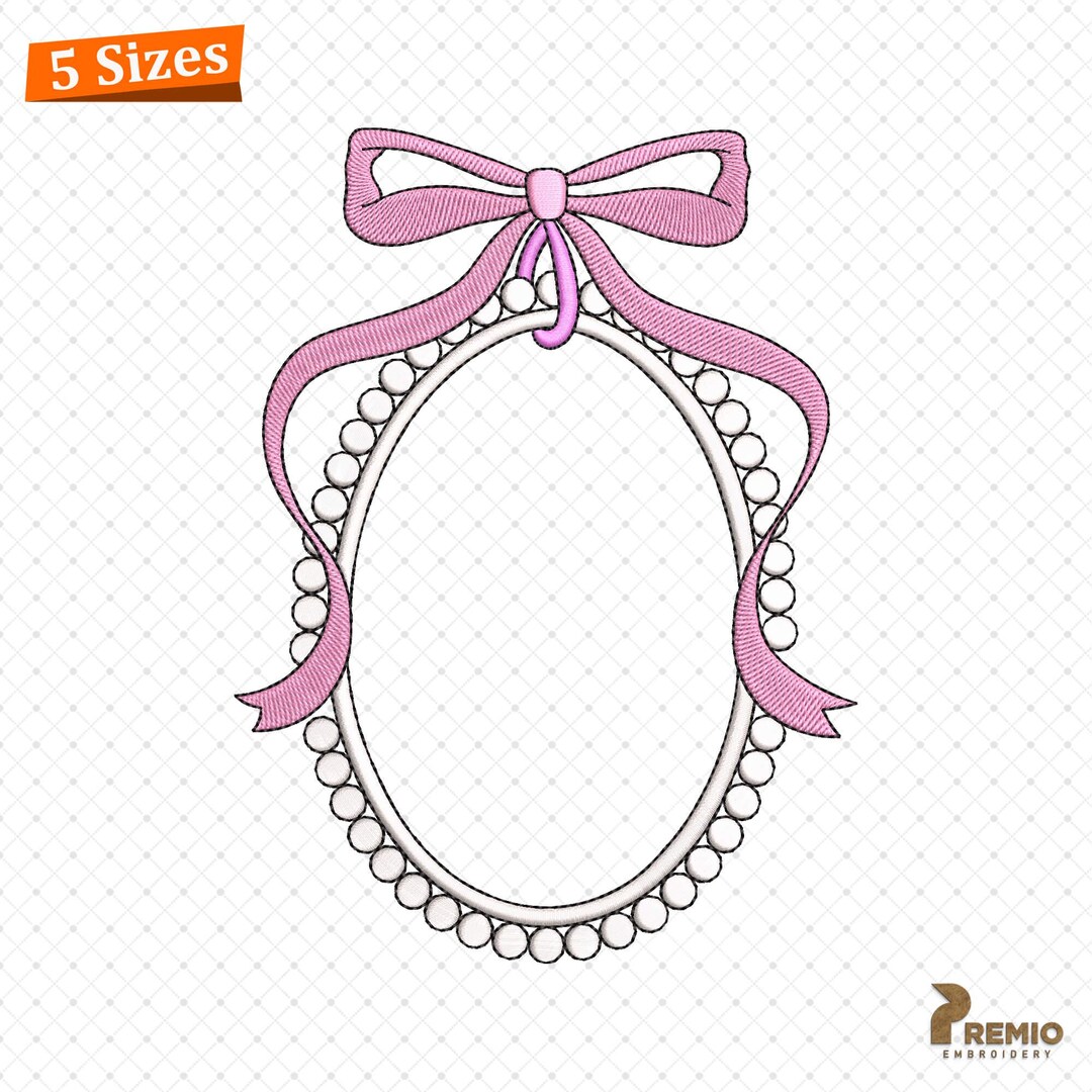 Bow Monogram Frame Embroidery Design, Monogram Bow Machine Embroidery ...