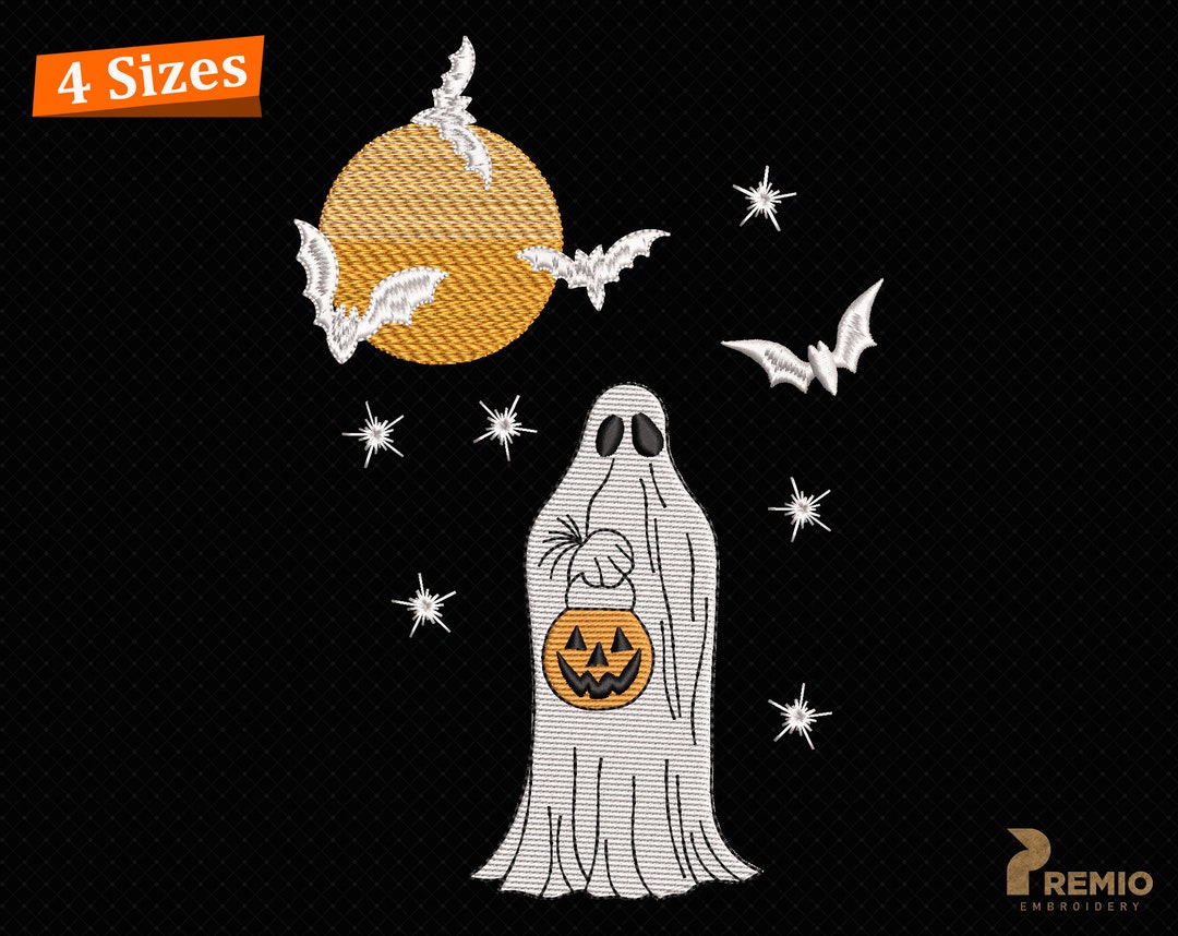 Spooky Halloween Embroidery Pattern, Ghost and Pumpkin Embroidery ...