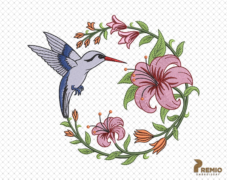 Hummingbird Embroidery Designs, Hummingbird Flowers Embroidery Files ...