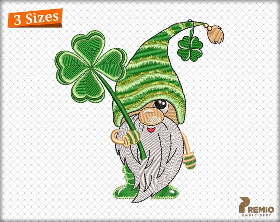 St. Patricks Day Gnome Embroidery Design Gnome St. Patricks | Etsy
