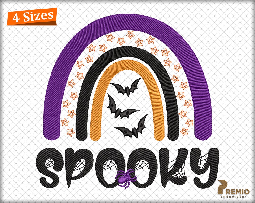Halloween Spooky Rainbow Embroidery Design, Halloween Rainbow ...