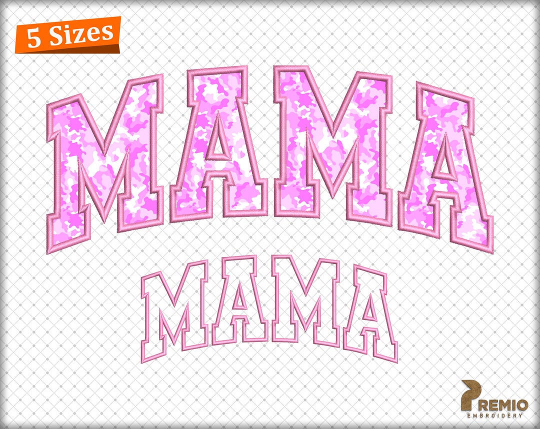 Mama Applique Embroidery Design, Curved Mama Machine Embroidery Design ...