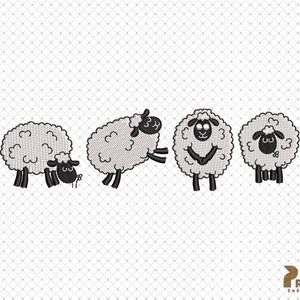 Sheep Embroidery Design, Little Lamb Farm Animal Machine Embroidery ...