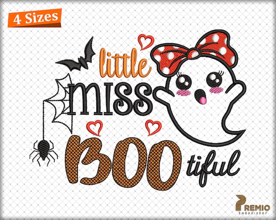 Little Miss Bootiful Embroidery Design Cute Ghost BOO - Etsy