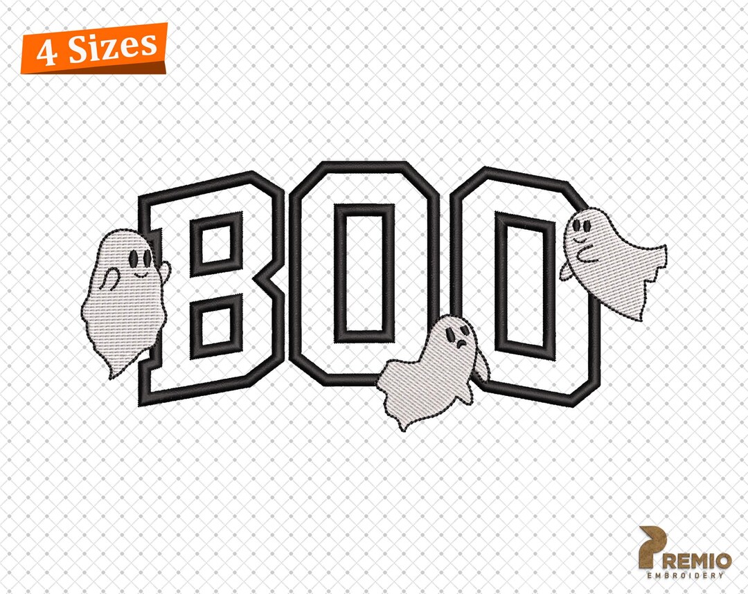 BOO Applique Embroidery Design, Flying Ghost Boo Embroidery Designs ...