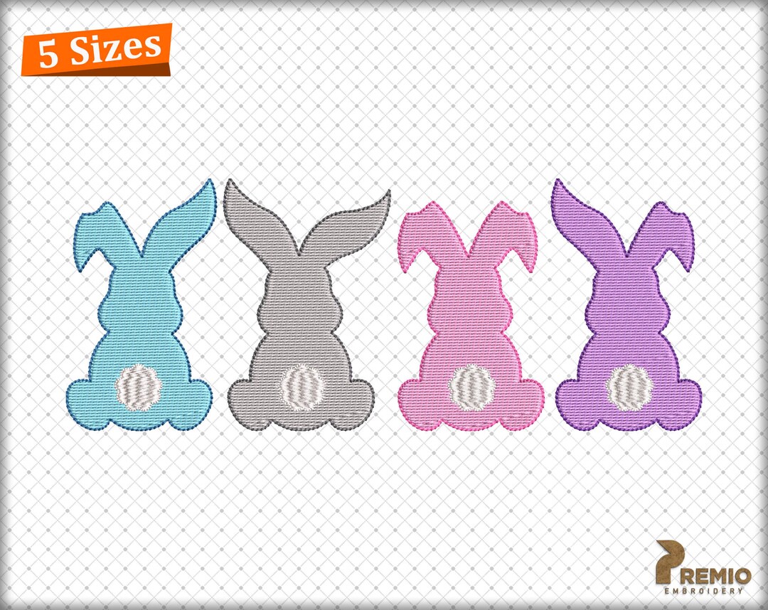Bunny Embroidery Design, Four Cute Bunny Machine Embroidery Files ...