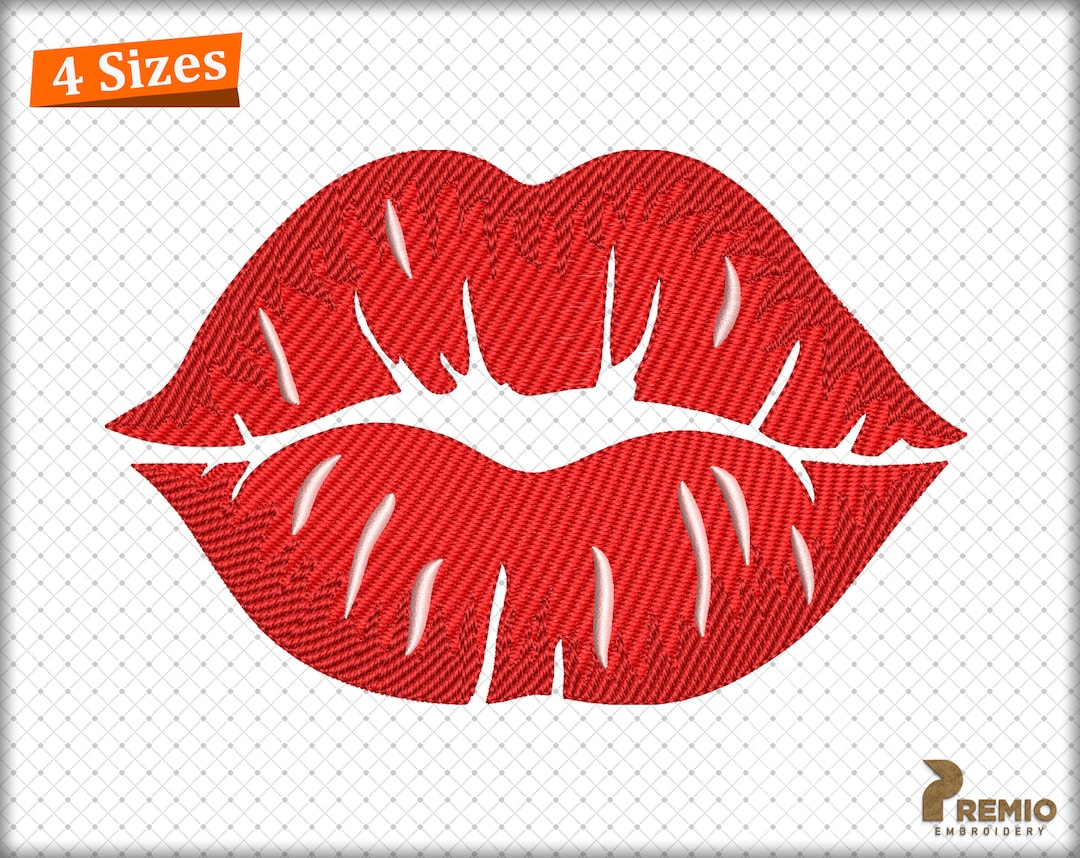 Lips Embroidery Design, Kissy Lips Embroidery Designs, Heart Lips ...