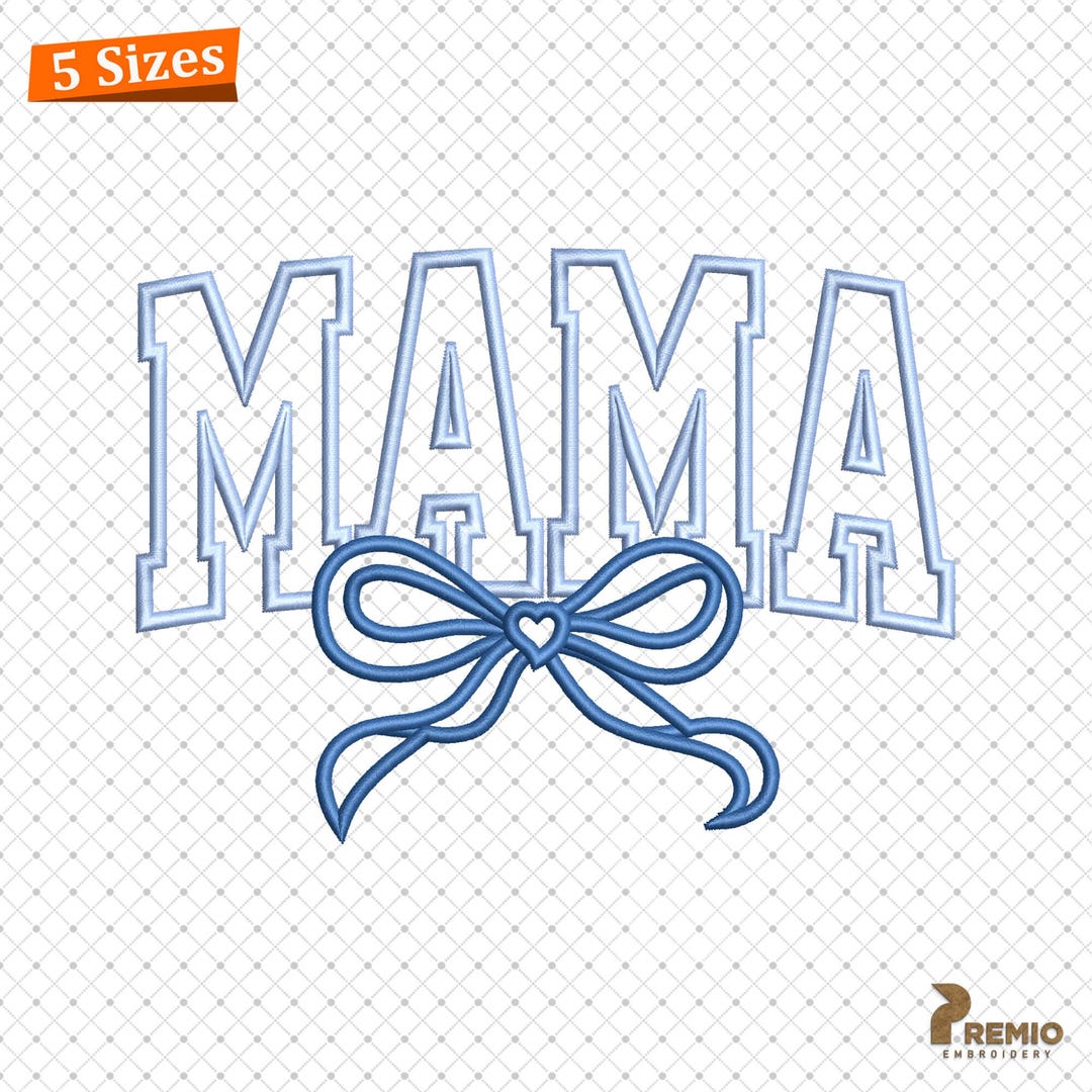 MAMA Applique Embroidery Design, Ribbon Bow Mama Arched Applique ...