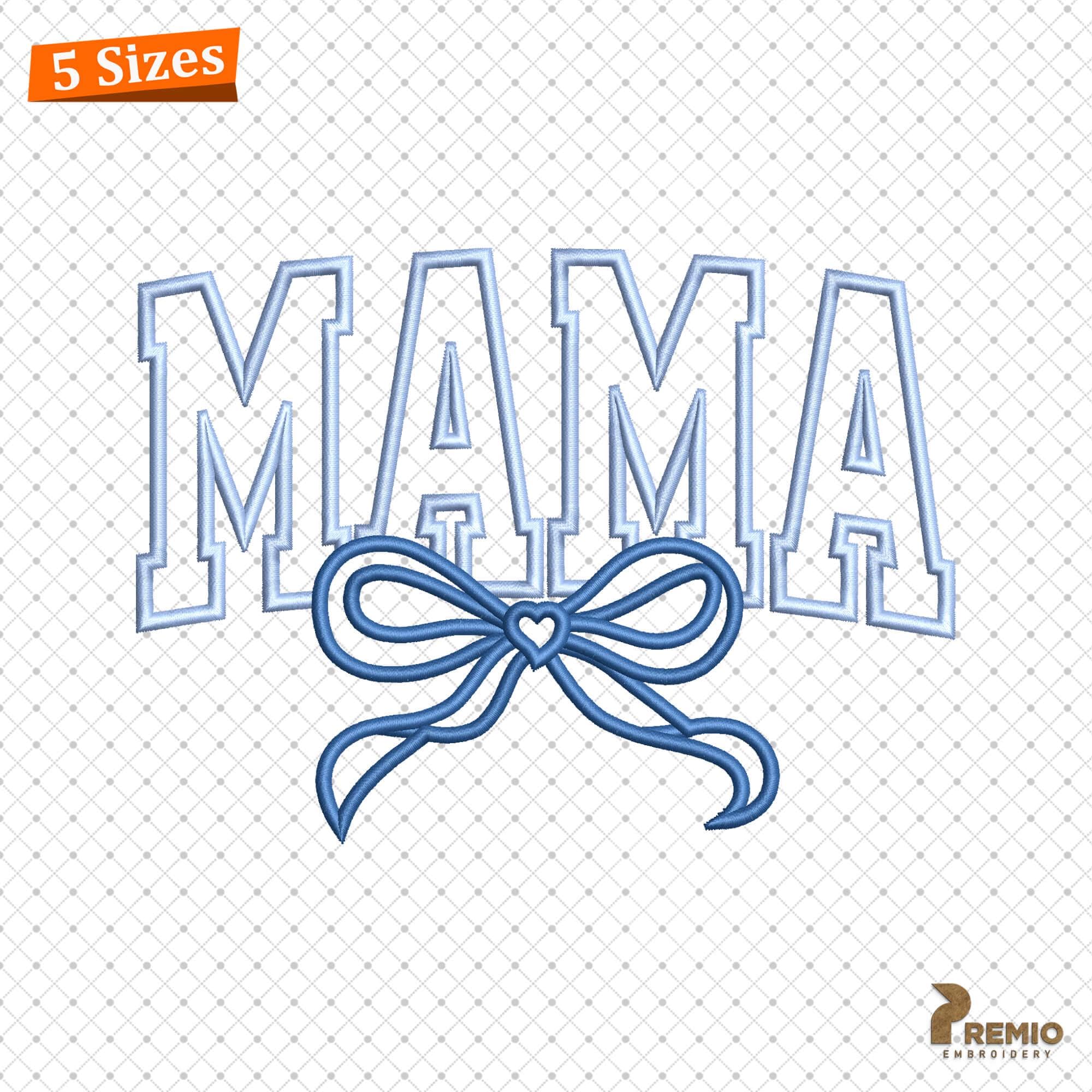 MAMA Applique Embroidery Design, Ribbon Bow Mama Arched Applique ...